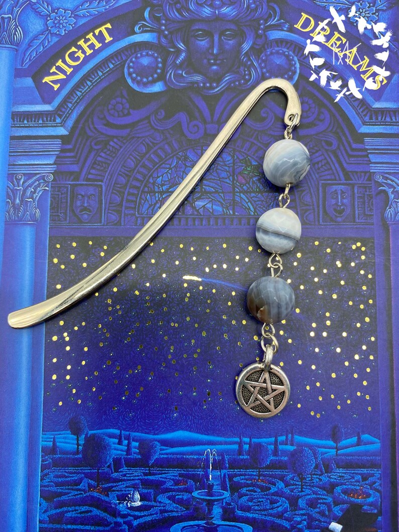 White Cut Agate Bookmark Multi-color Pentacle Pentagram Witch Wicca ...