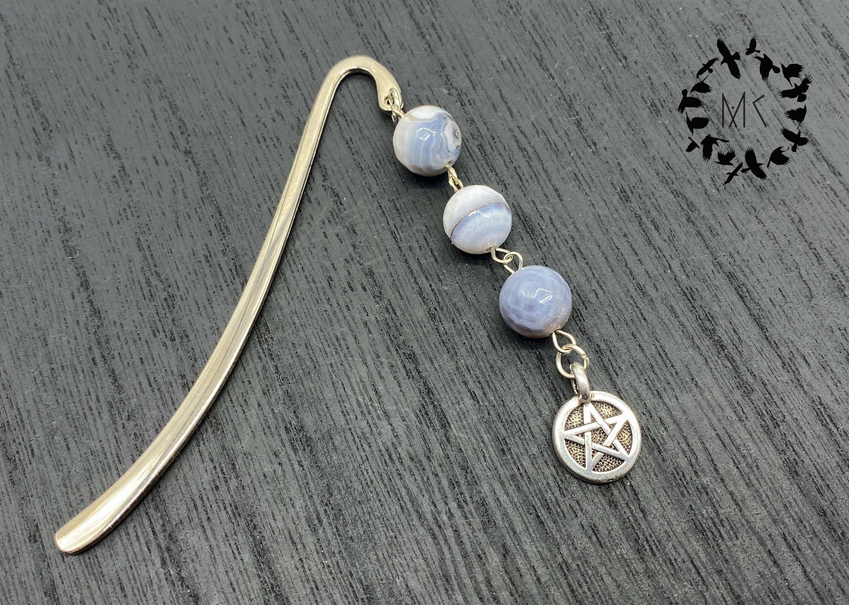 White Cut Agate Bookmark Multi-color Pentacle Pentagram Witch Wicca ...