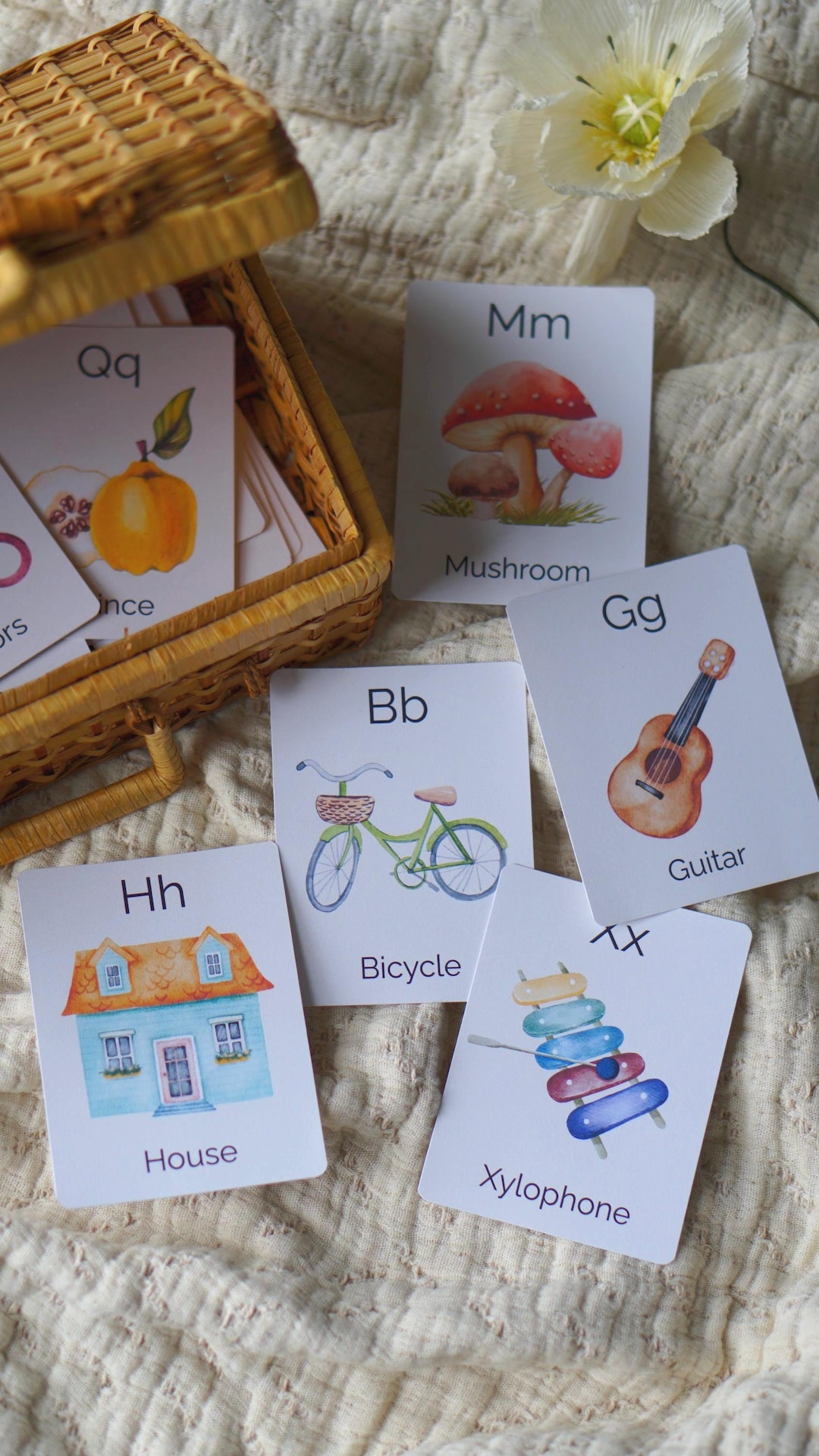 Montessori Flashcards Alphabet | Watercolor Preschool Learning Cards ...