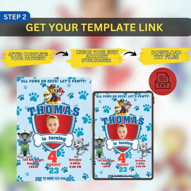 Personalized Invite | Editable Paw-ty Birthday Invitation Template ...