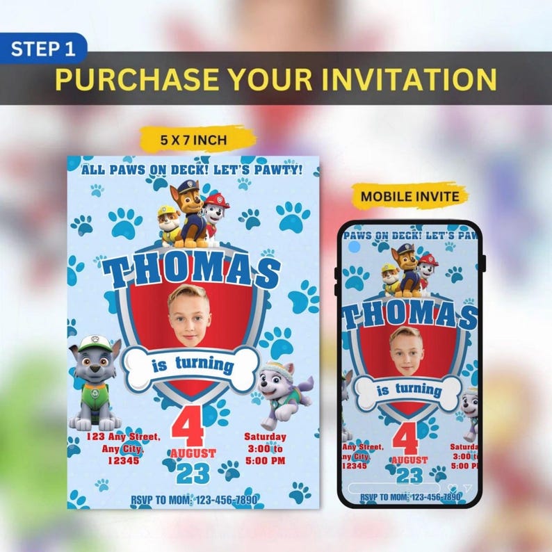 Personalized Invite | Editable Paw-ty Birthday Invitation Template ...