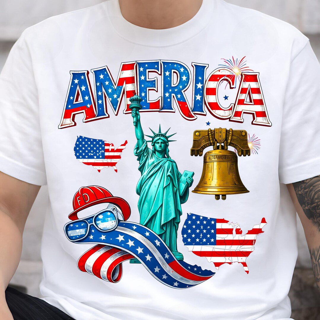 America Patriotic Landmarks PNG, Statue of Liberty Bell Flag ...