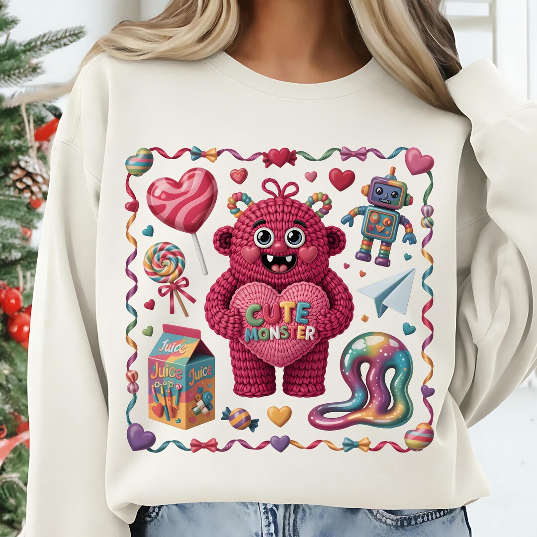Cute Monster Valentine PNG Lollipop Robot Sublimation (digital Download ...
