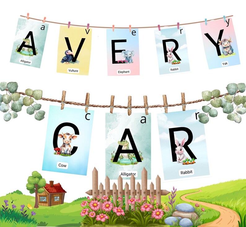 A-Z ABC Animal Flashcards for Kids, Illustrated Alphabet Learning Flash ...