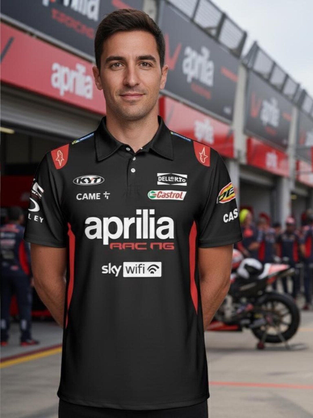 Aprilia Racing Team Polo Shirt Black Sports Polo With Team Logos ...