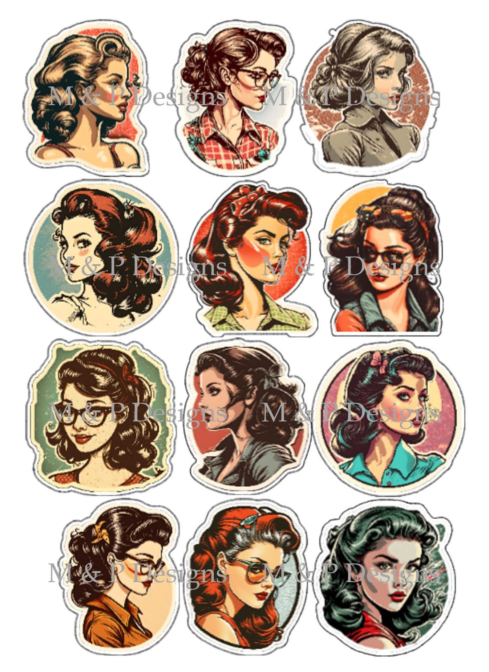 Retro Women Stickers - Etsy