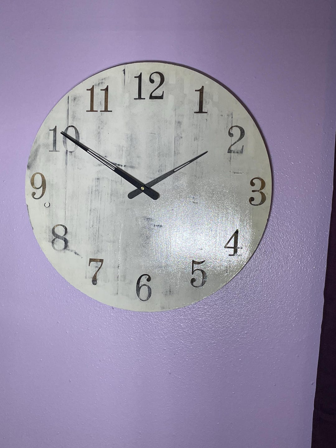 Distressed White Round Wood Clock - Etsy