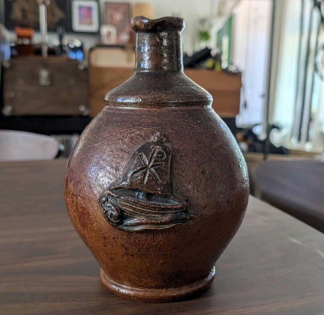 Terraco Draak Holy Water Jug Cross Chi Rho Sail Ship - Vintage Pottery ...