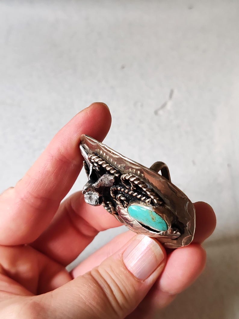 Vintage Southwestern Eagle Belt Buckle | Turquoise & Silver-tone ...