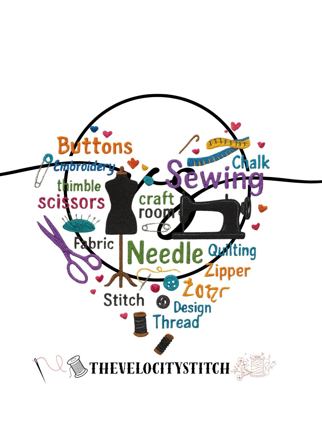 Sewing Lover Embroidery Design | Craft Room Word Art (digital File) - Etsy