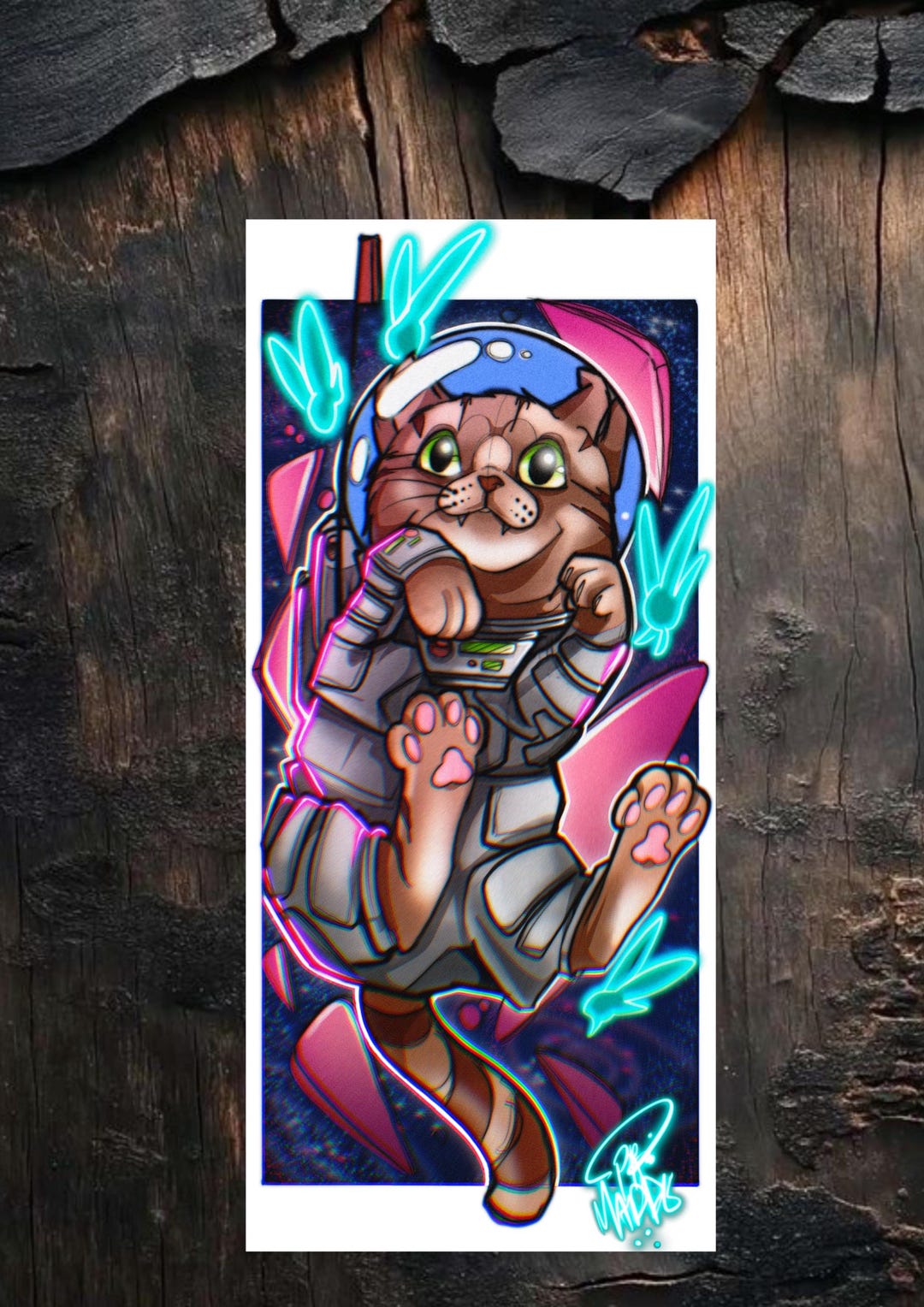 Print Cartoon Space Cat - Etsy