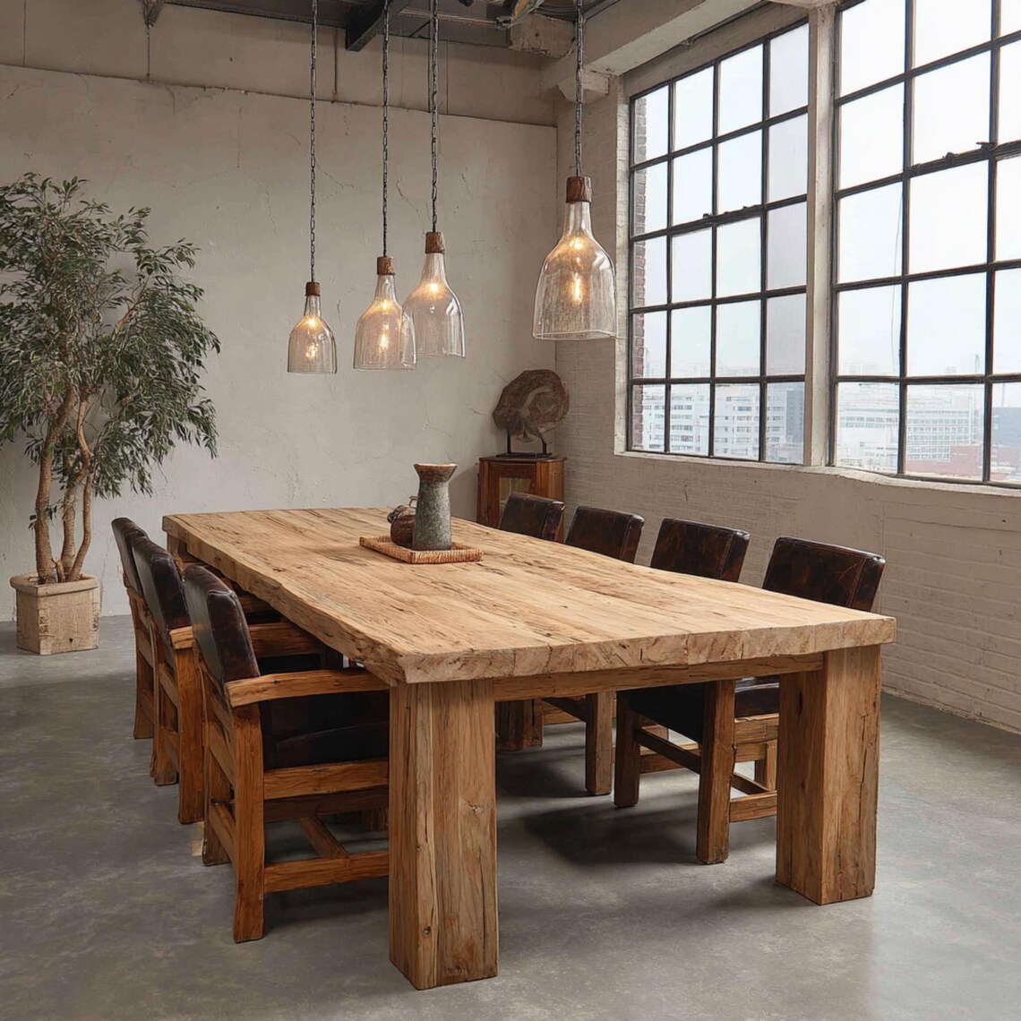 Rustic Farmhouse Dining Table – Handmade Solid Oak or Walnut, Custom ...
