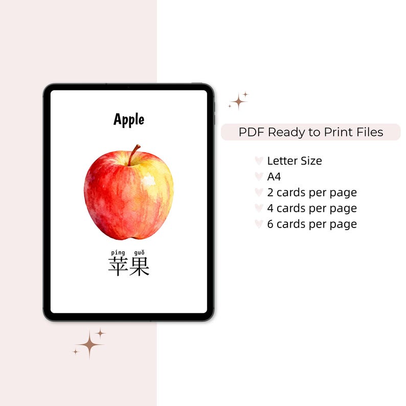 Fruit Flashcards Bilingual Mandarin Chinese, Kids Learning Cards ...