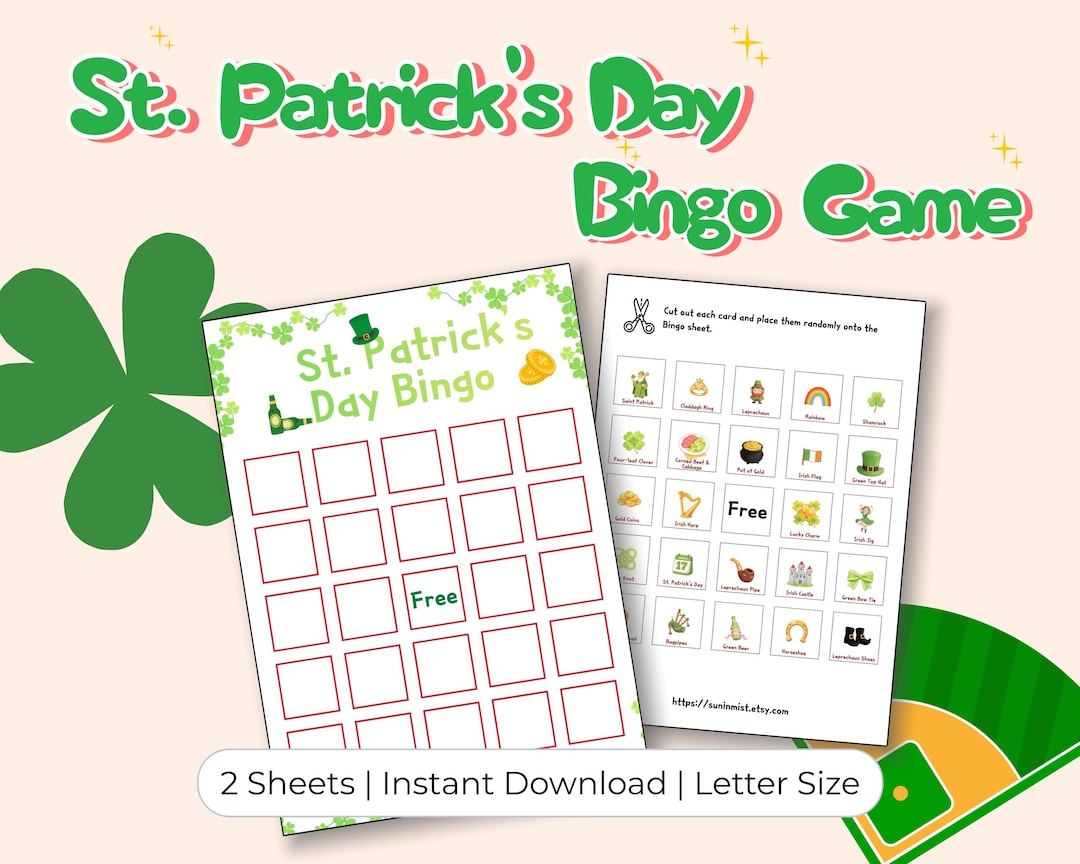 St.patrick's Day Bingo Game for Kids, Printable St. Patrick Activity ...