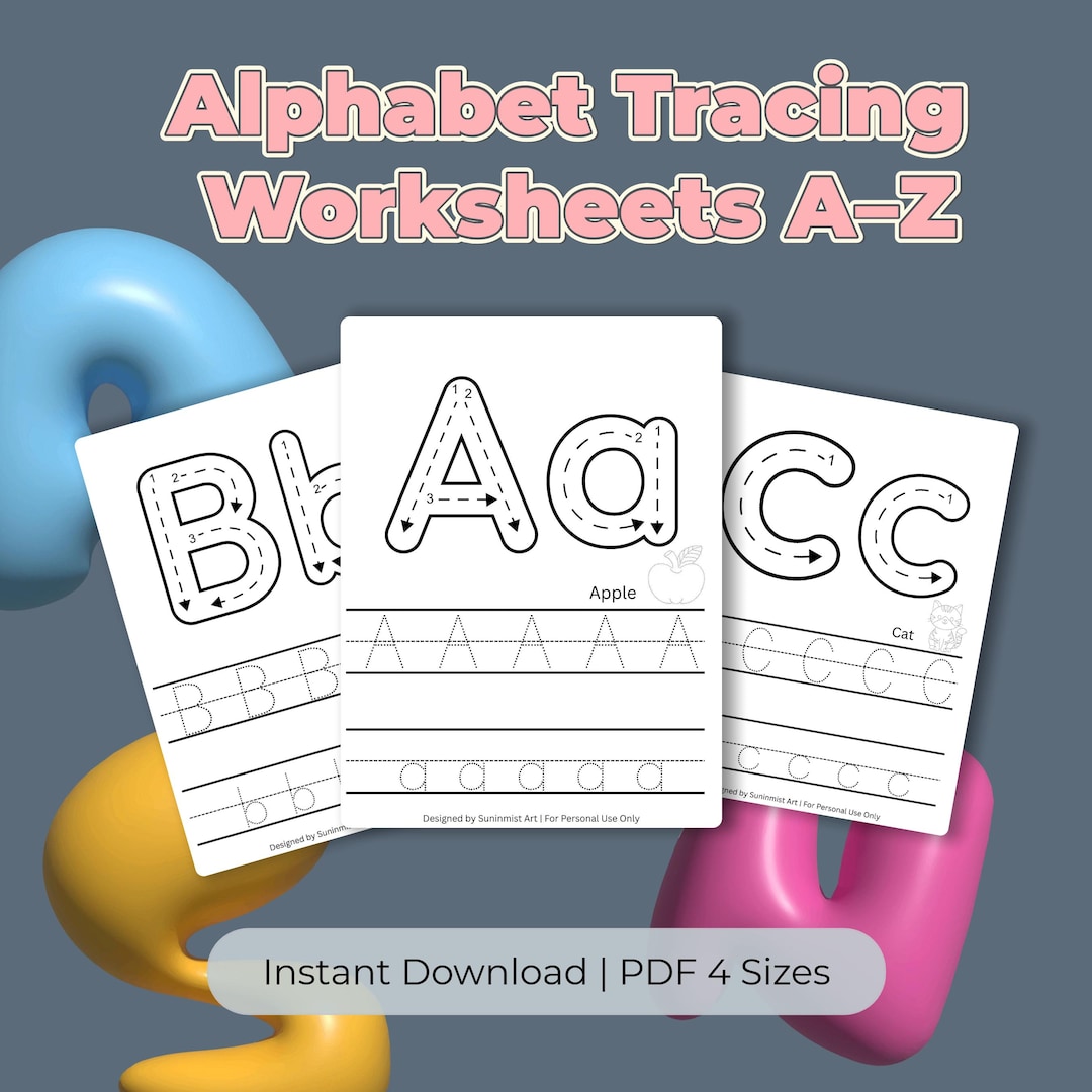 Alphabet Tracing Worksheets A–Z, Letter Writing Practice, Preschool ...