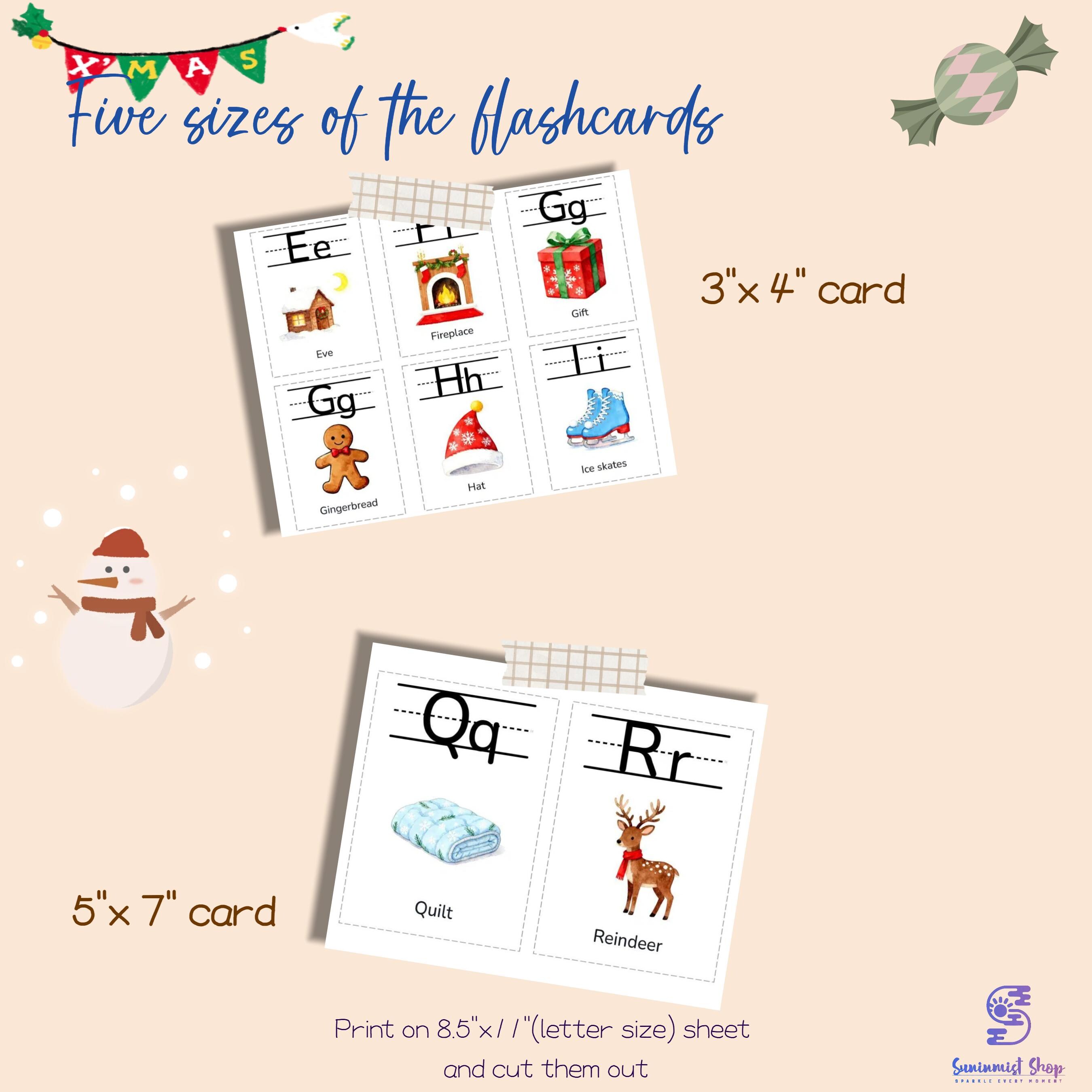 Christmas Alphabet Flashcards, Holiday ABC Learning, Phonics Cards ...