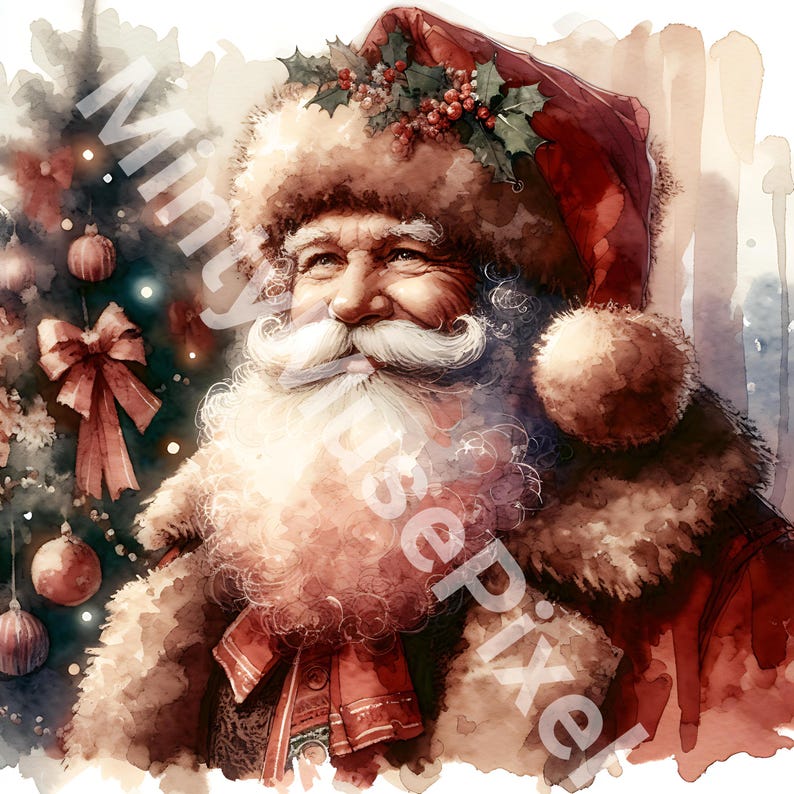 Vintage Santa Claus Clipart Set | Retro Christmas Illustrations ...