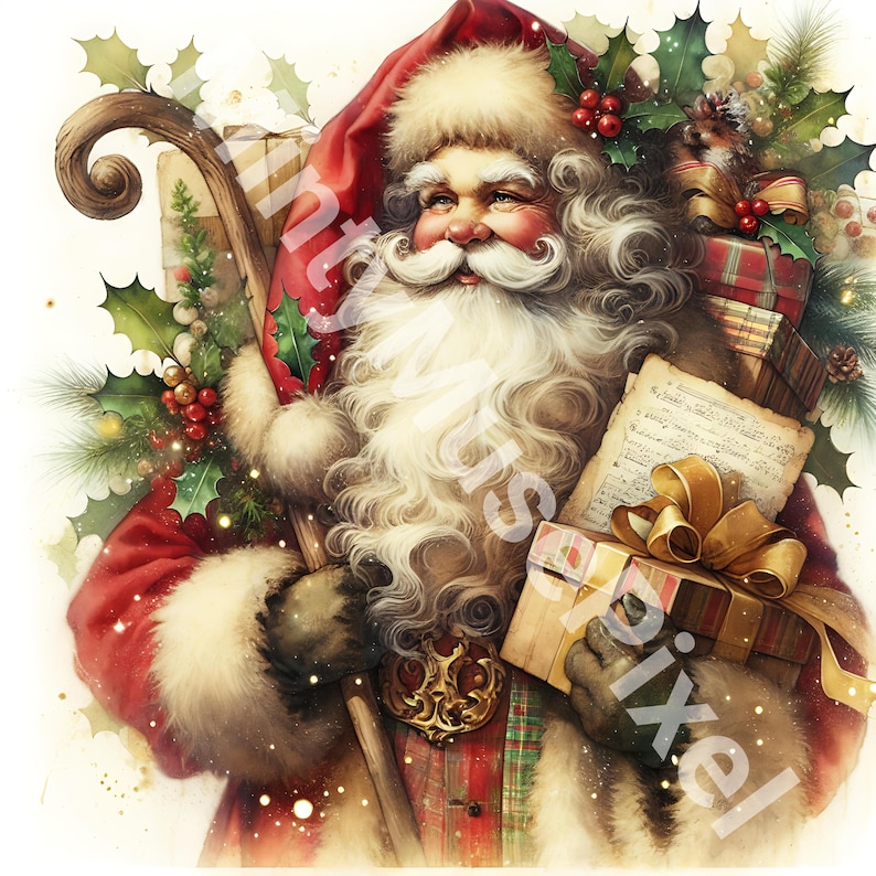 Vintage Santa Claus Clipart Set | Retro Christmas Illustrations ...