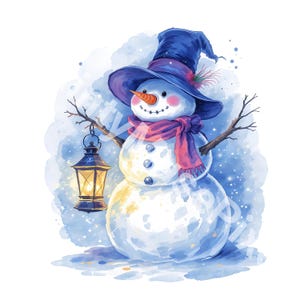 Watercolor Snowman Clipart | Christmas PNG Illustrations (digital ...
