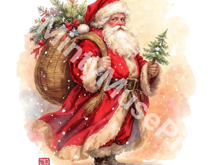 10 PNG Vintage Santa Clipart – Retro Christmas PNG – Perfect for ...