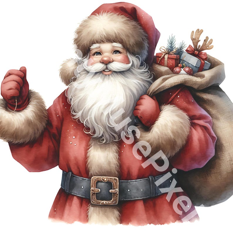 Vintage Santa Claus Clipart Set | Retro Christmas Illustrations ...