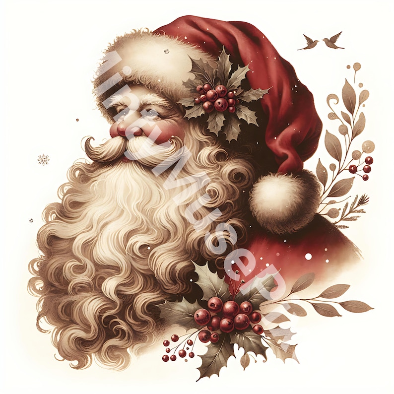 Vintage Santa Claus Clipart Set | Retro Christmas Illustrations ...