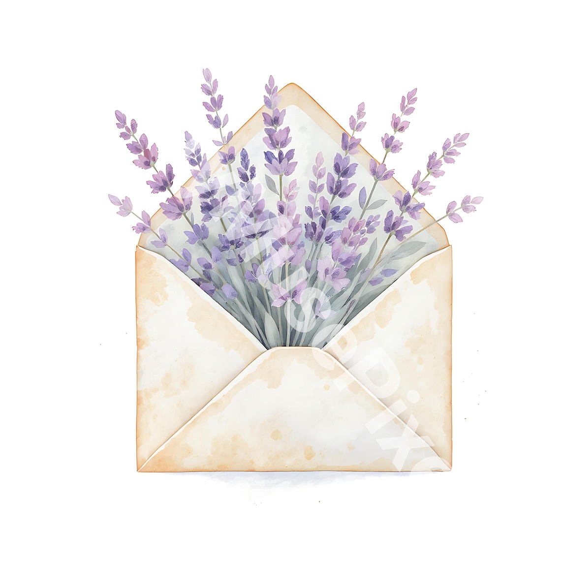 Watercolor Lavender Flower Clipart for Cards | Wildflower Floral PNG ...