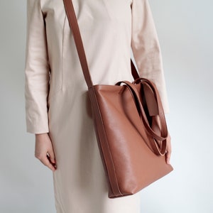 Multi-functional Leather Tote Black Leather Shopper - Etsy