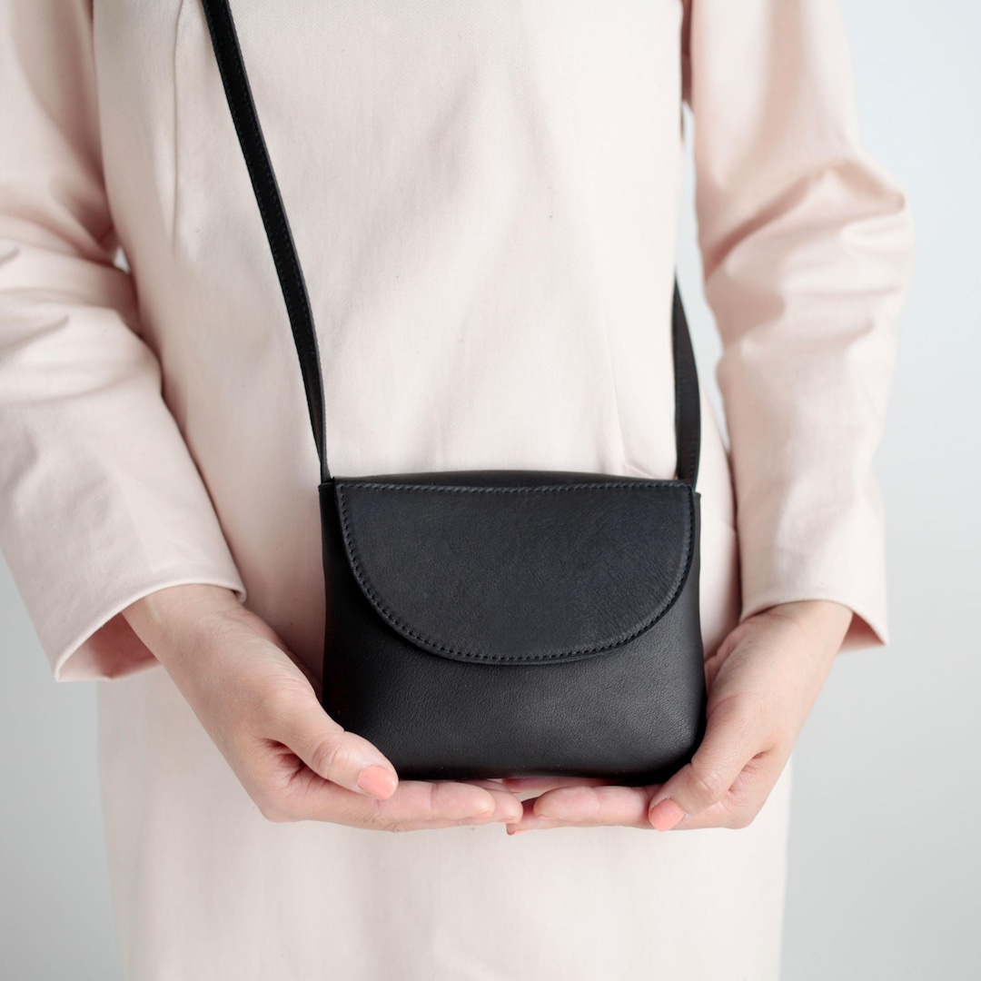 Mini Crossbody Bag Black Leather: Handmade Mini Satchel Purse - Etsy