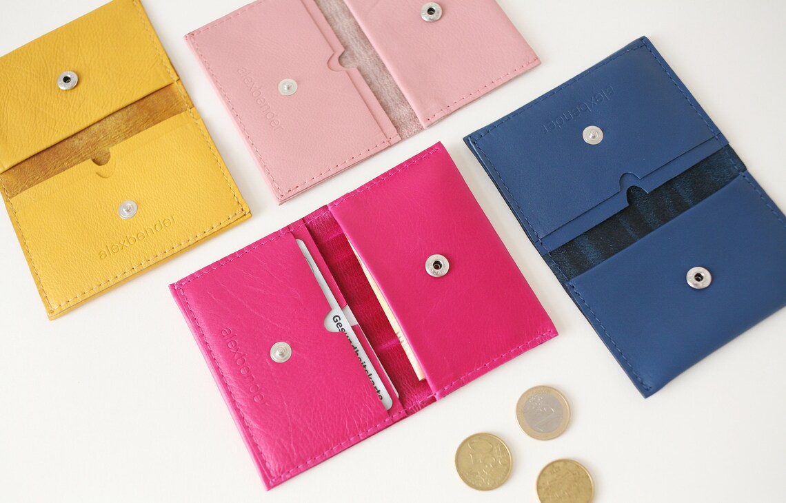 Bifold Mini Leather Wallet available in 5 colors cardholder | Etsy