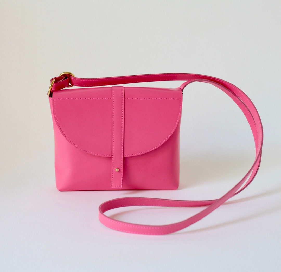 Crossbody Box Bag Flashy Pink Leather, Satchel Bag, Leather Purse ...