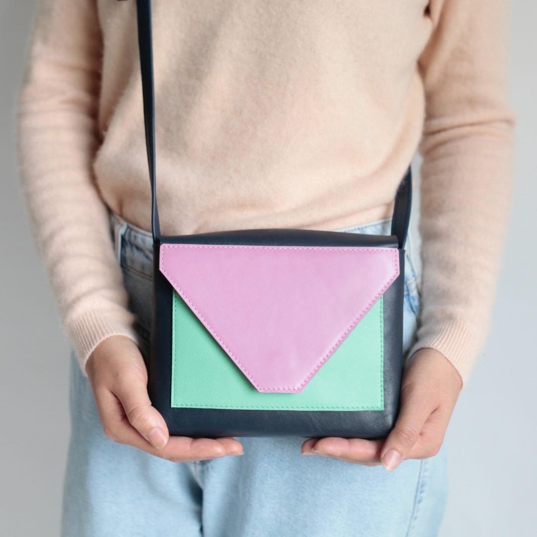 Tricolor Crossbody Bag Small, Satchel Bag, Colorful Cross Body, Box Bag ...