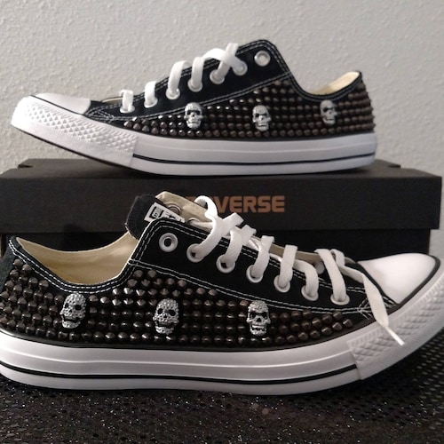 Studded Converse Shoes Skulls Brand New Converse Low Top - Etsy