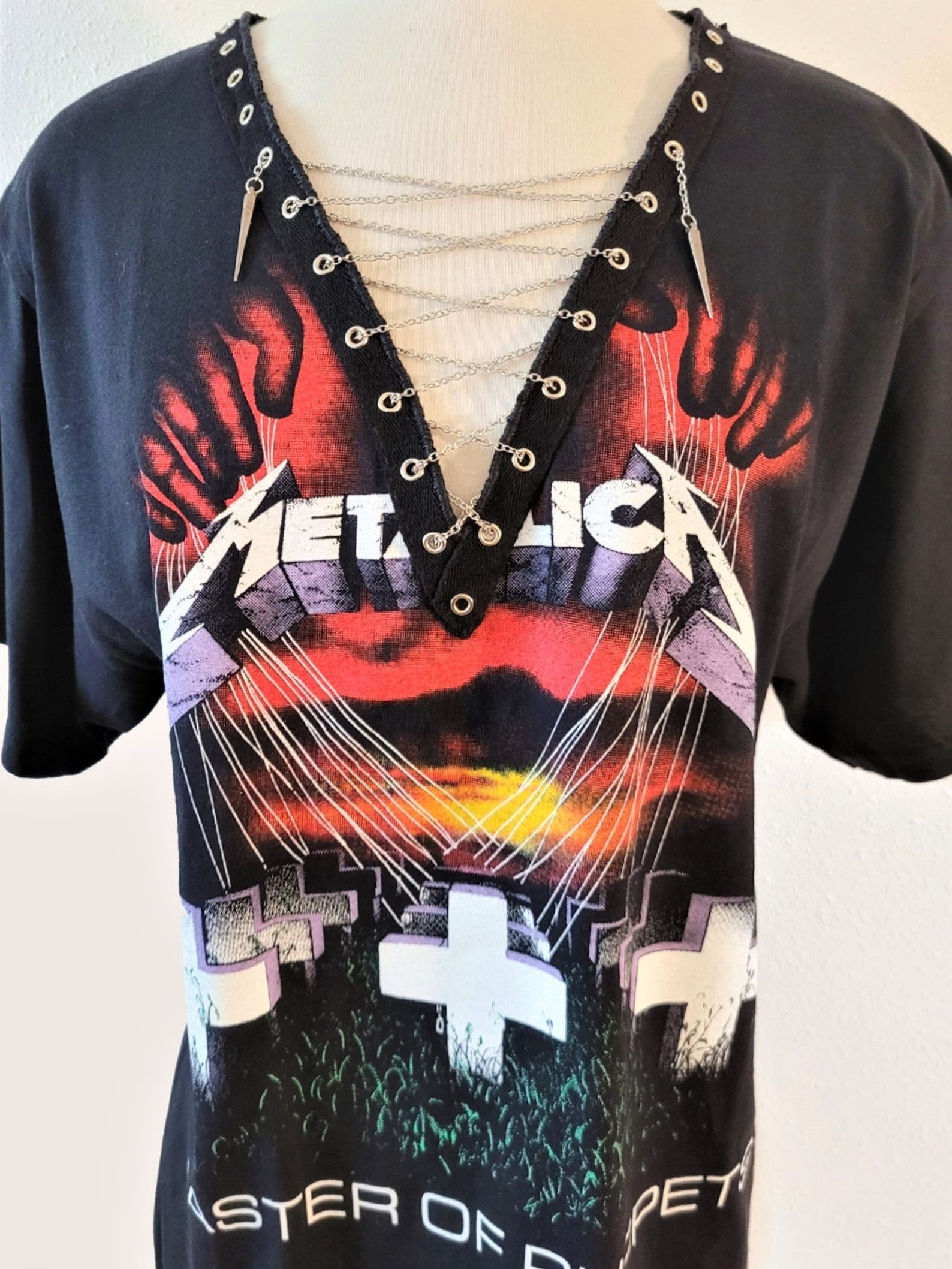 Metallica Lace up Chain T Shirt Rock Metal Band Master of - Etsy