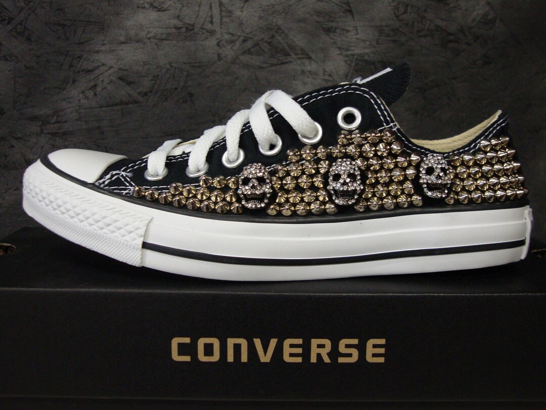 Studded Converse Shoes, Skulls - Brand New Converse Low Top Shoes ...