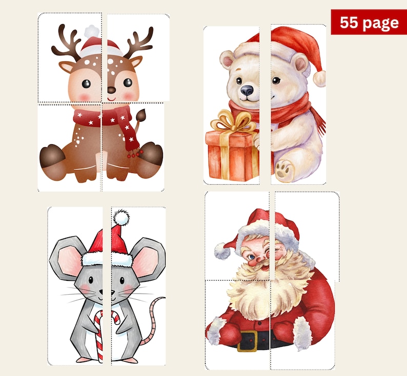 Christmas Matching Game for Toddlers & Preschool Holiday Memory Cards ...