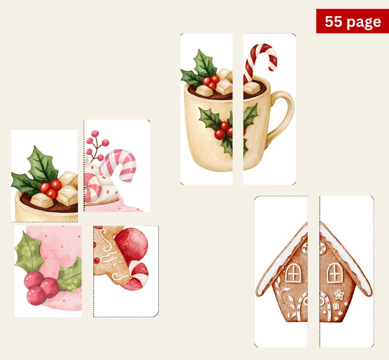 Christmas Matching Game for Toddlers & Preschool Holiday Memory Cards ...