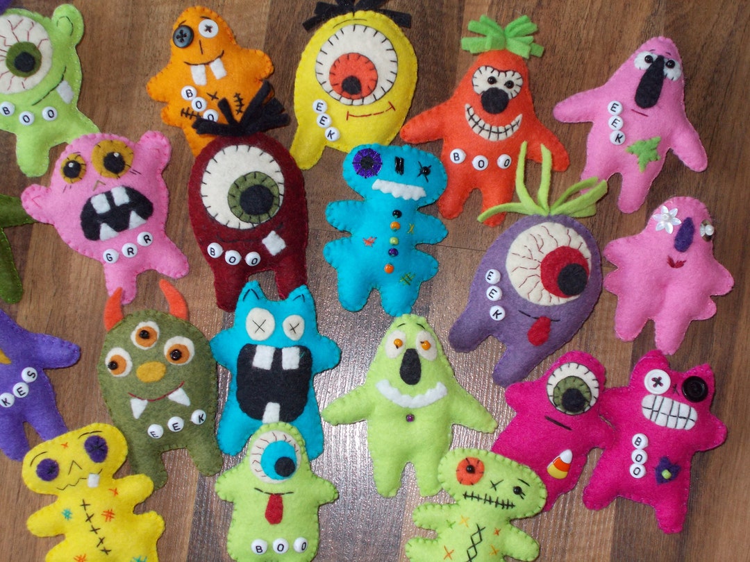 Primitive Halloween Felt PDF Epattern A Hoard of Monsters - Etsy