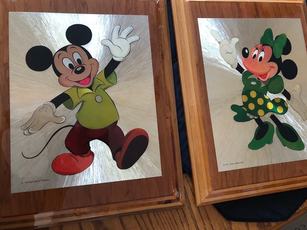 Mickey Mouse and Minnie Mouse Wooden Plaque Pictures 14 X 11 Inches - Etsy