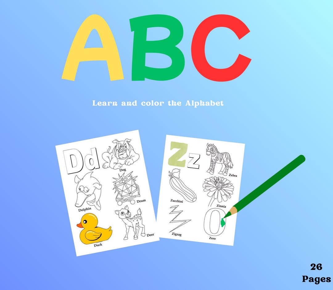 ABC Coloring Pages - Etsy