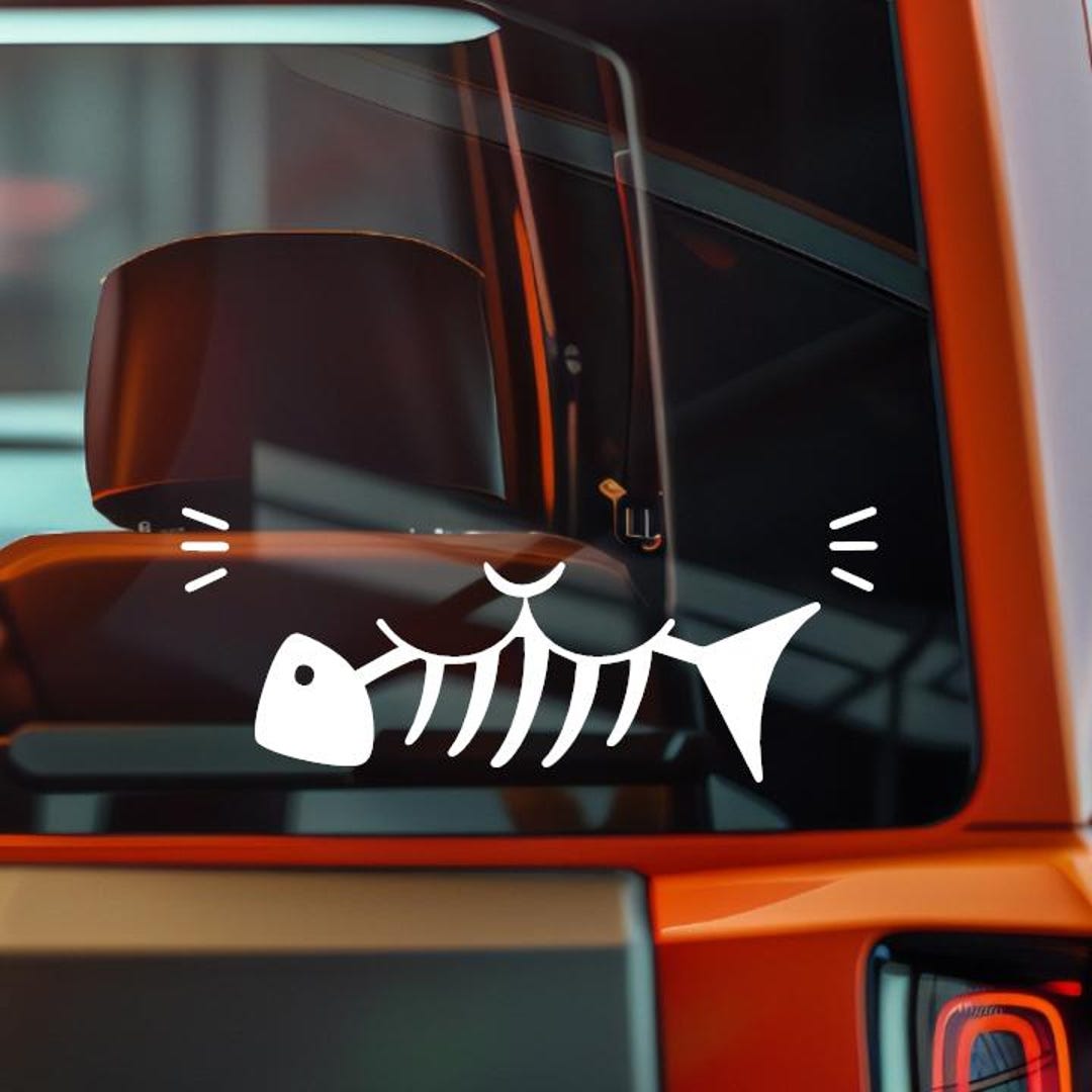 Fish Bone Sticker | Minimalist Funny Car Decal | Waterproof Vinyl ...