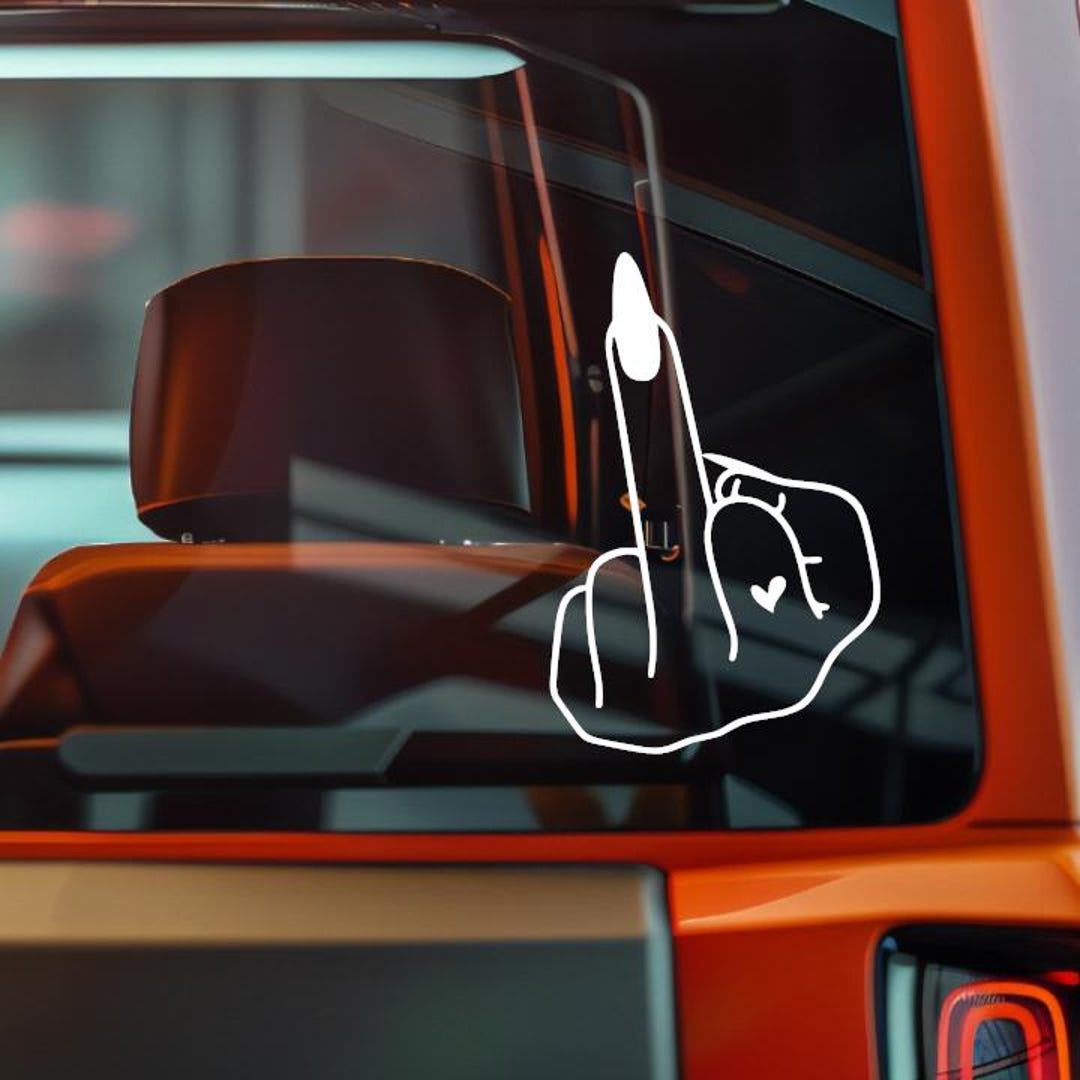 Middle Finger Hand Decal Cute Heart Design | Waterproof Vinyl Sticker ...