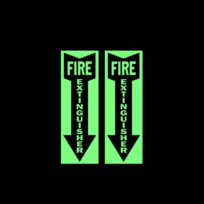 Fire Exit Direction Glow Decal | UV & Water Resistant Vinyl Sticker ...