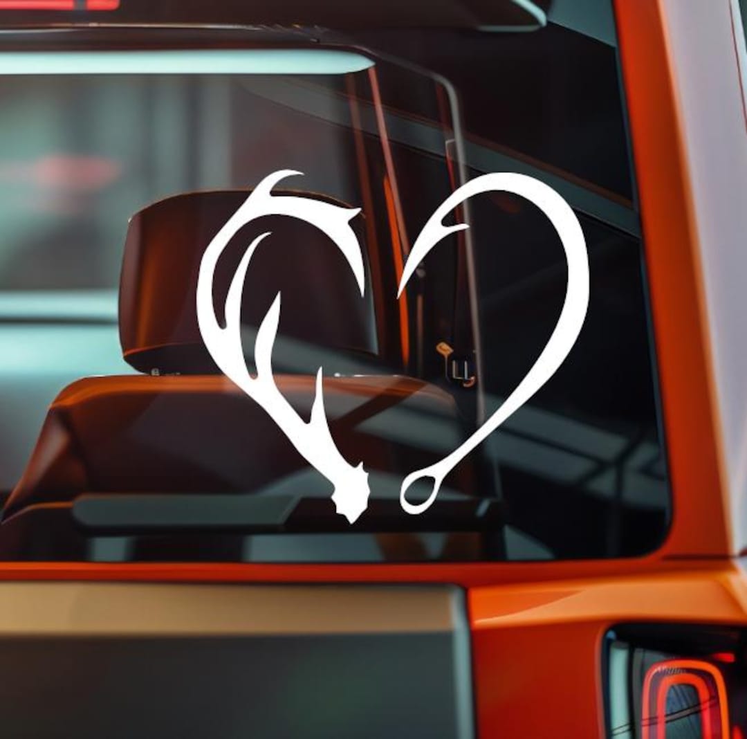 Deer Antler Heart Decal | 20+ Colors | Waterproof Indoor/outdoor Vinyl ...