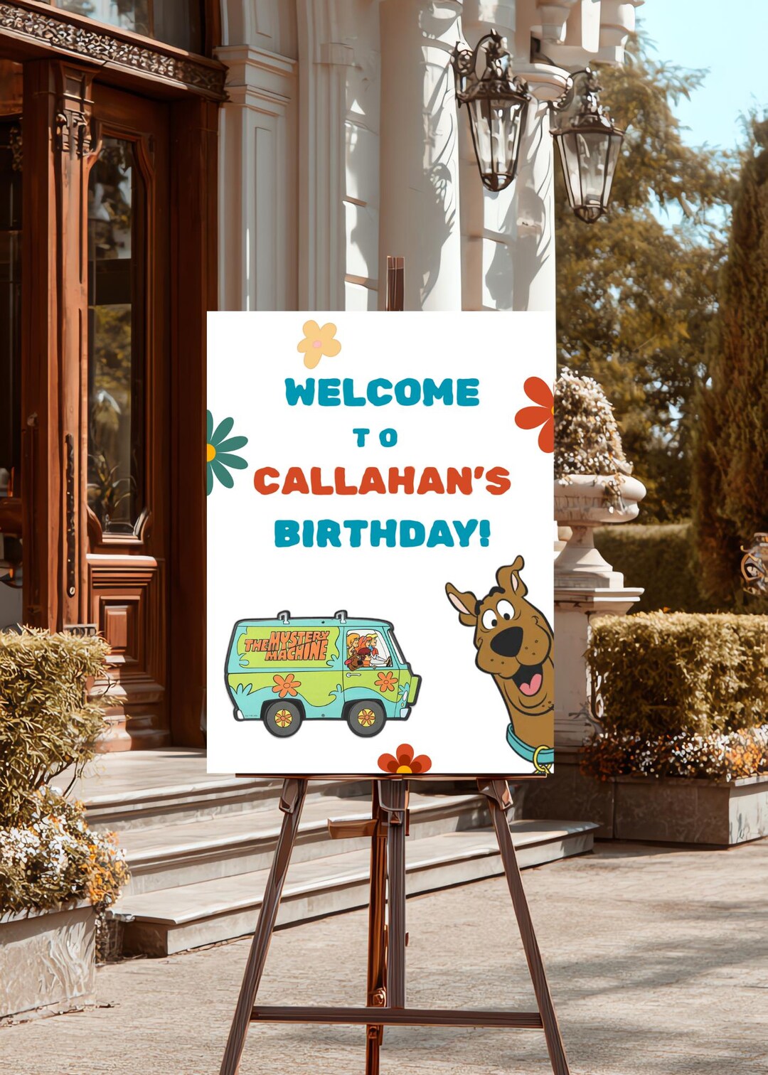 Scooby Doo Birthday Welcome Sign Template, Editable Scooby Doo First ...