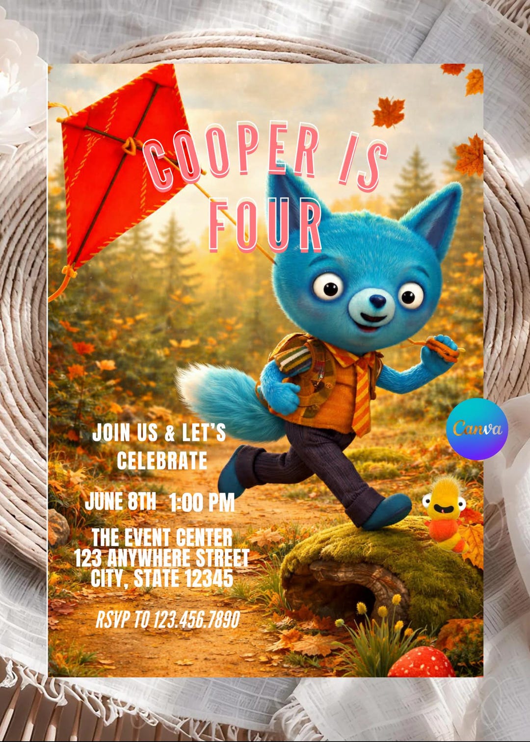 Tumble Leaf Birthday Invitation, Gender Neutral Invite, Fox Stick Movie ...
