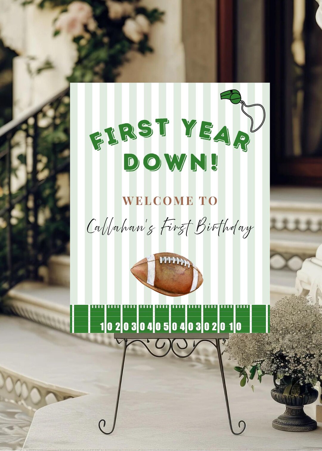 Football First Year Down Birthday Sign- First Down Themed 1st Birthday ...