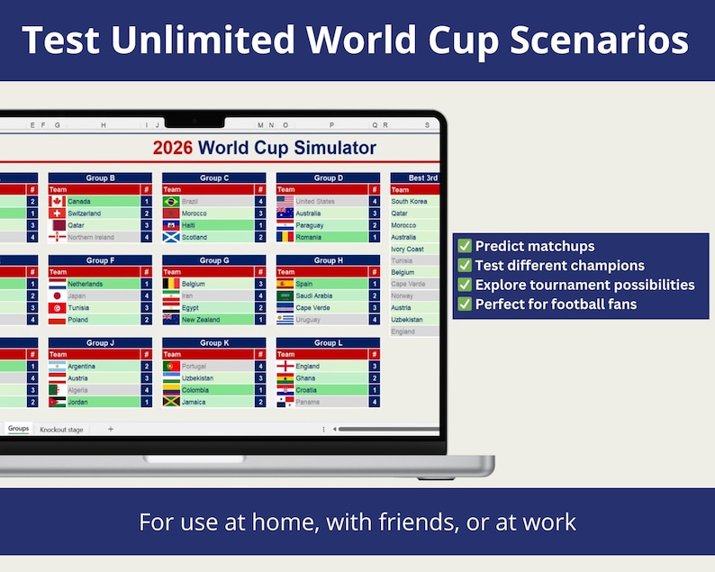 2026 World Cup Simulator Excel Template | Football Tournament Bracket ...