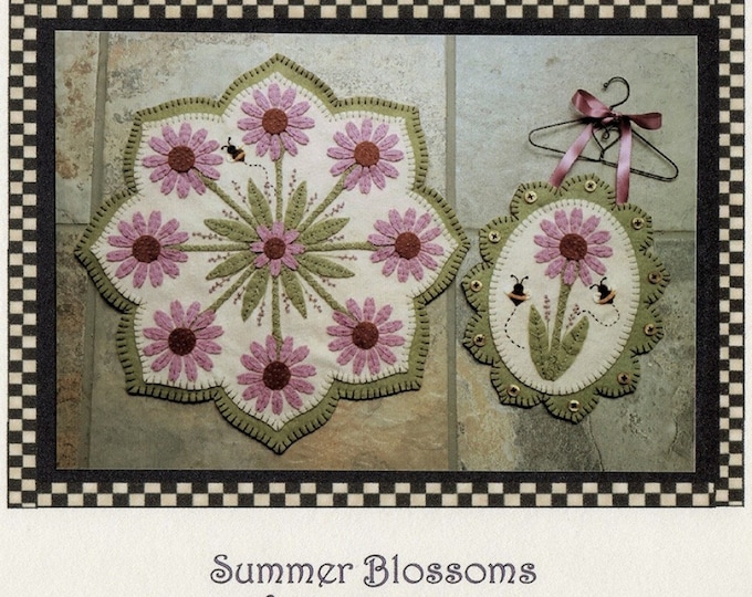 Wool Applique Pattern, Flower Wool Candle Mat Pattern, Summer Wool ...