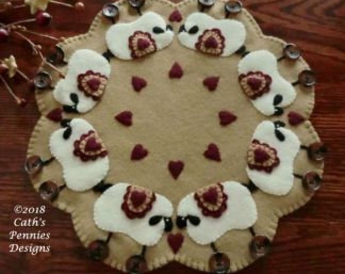 Wool Applique Pattern Valentine Wool Applique Pattern Sheep Wool